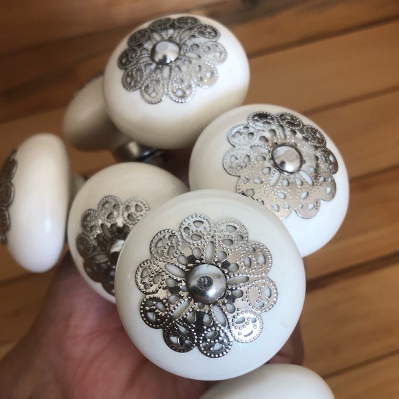 Darice | Accents | Darice Ceramic With Silver Filigree Drawer Knobs ...